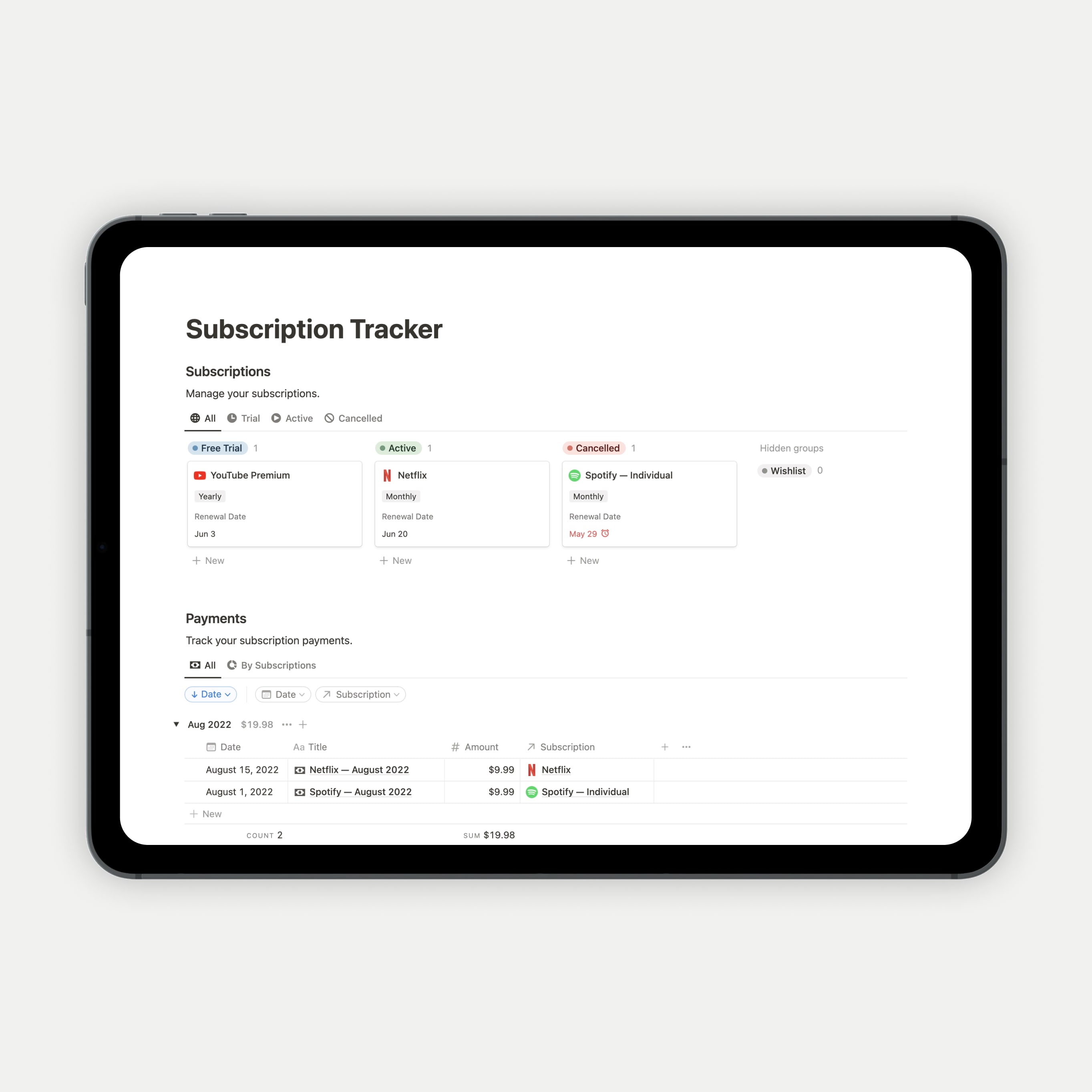 Notion Subscription Tracker - Pathpages